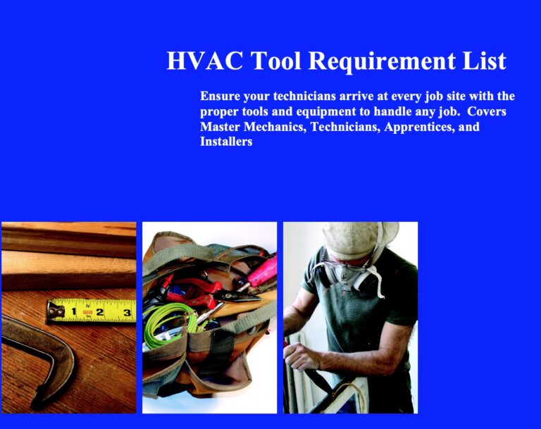 Required Tool List - Mr. HVAC
